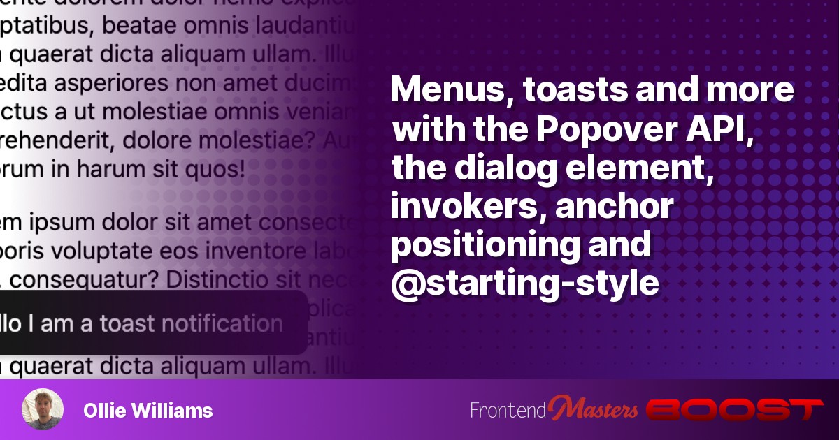 Menus Toasts And More With The Popover Api The Dialog Element Invokers Anchor Positioning 