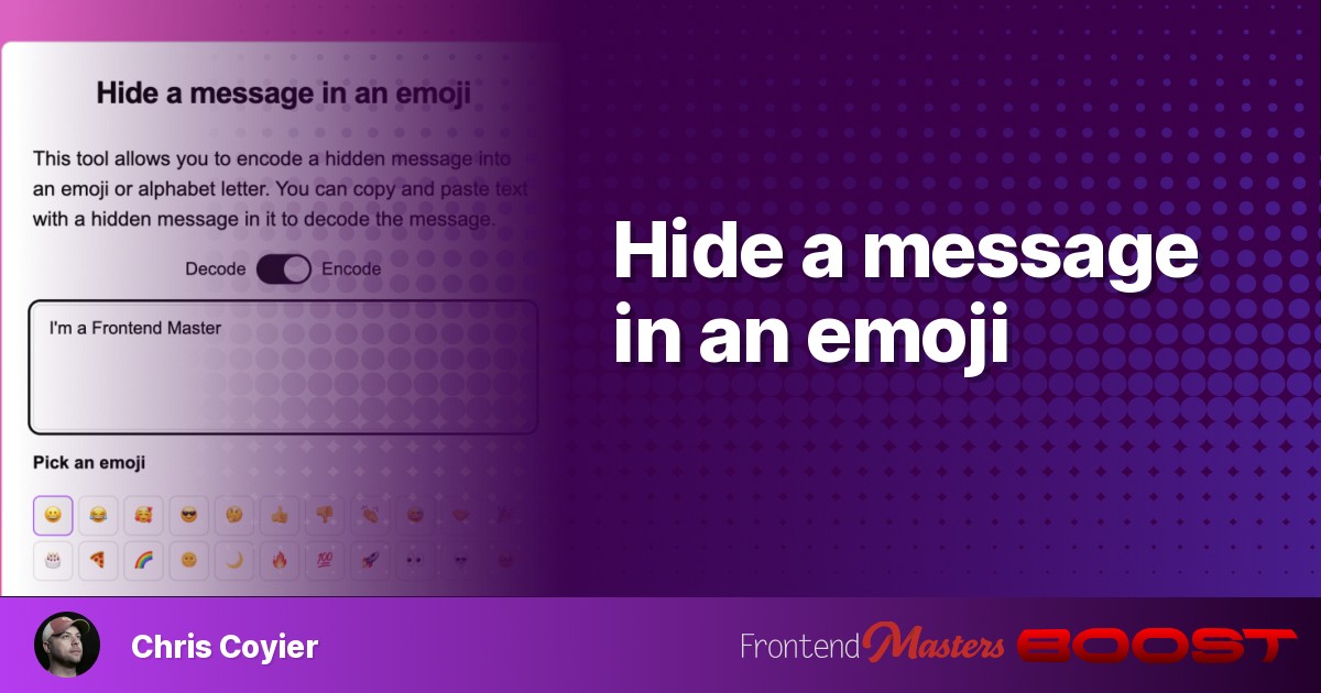 Hide a message in an emoji – Frontend Masters Blog